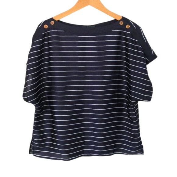 Lauren Ralph Lauren | Tops | New Lrl Womens Pull Over Short Sleeve Navy ...